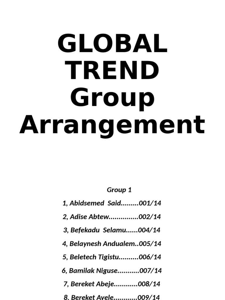 Global Trend Group Arrangement List | PDF