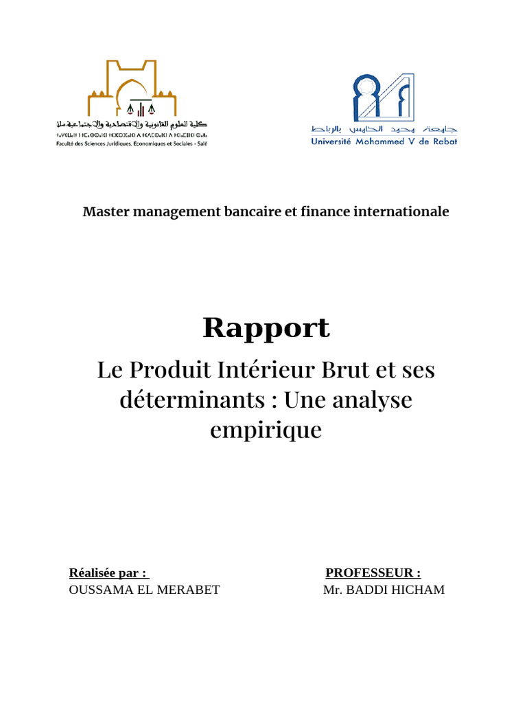 rapport.1 | PDF | Produit intérieur brut | Inflation