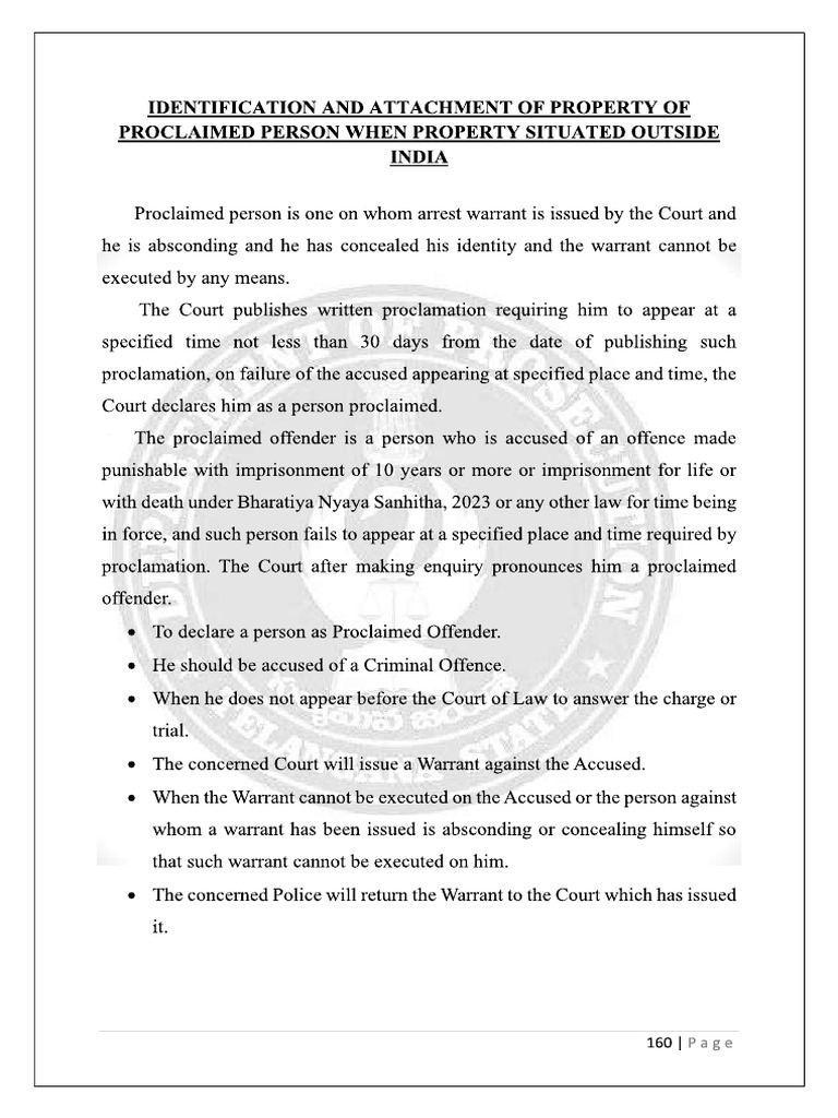 IDENTIFICATION AND ATTACHMENT OF PROPERTY OF Proclaimed Offender | PDF