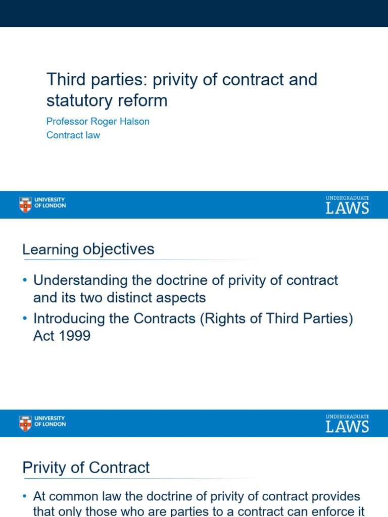 Third Party Rights in Contract Law | PDF