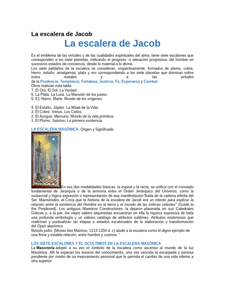 Escalera de Jacob en la Masonería | PDF | Alquimia | Kábala
