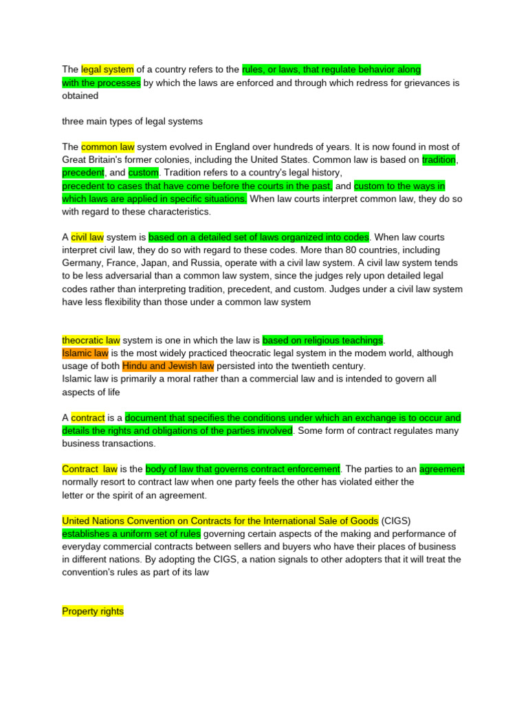 The legal system of a country refers to the rules, or laws, that ...