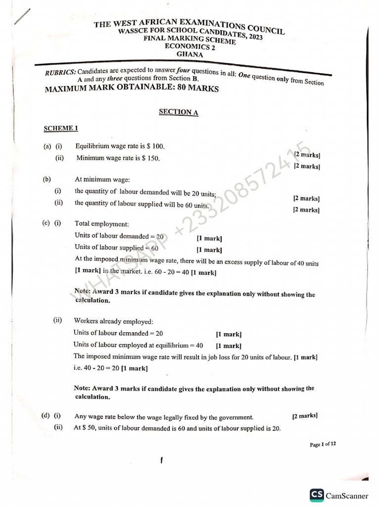 2023_ECONOMICS_WASSCE_MAKING_SCHEME_JOIN_HERE_FOR_MORE_UPDATES_@WAEC | PDF