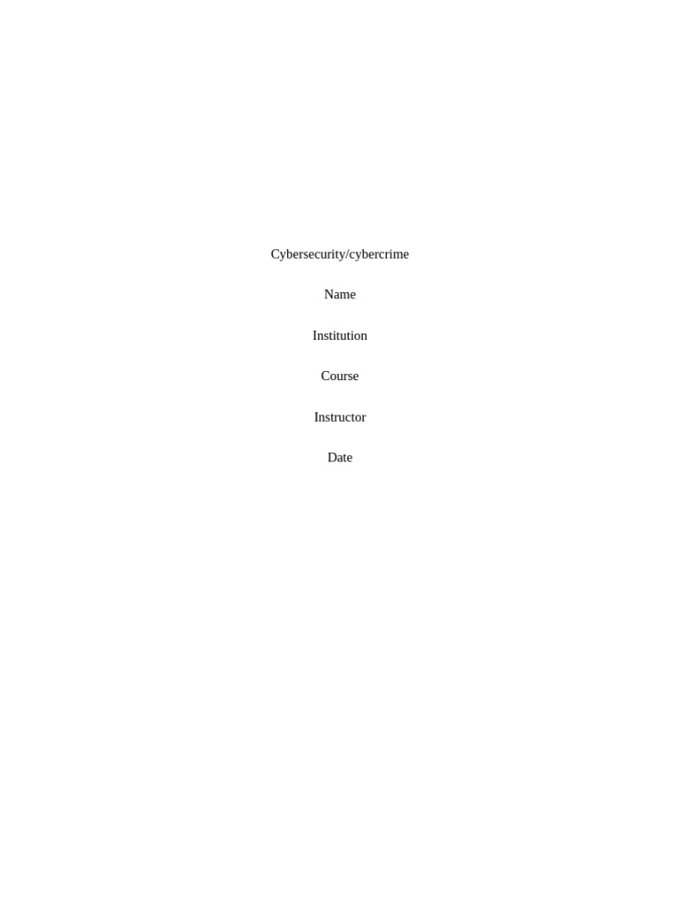 Cybercrime and Cybersecurity Capstone | PDF