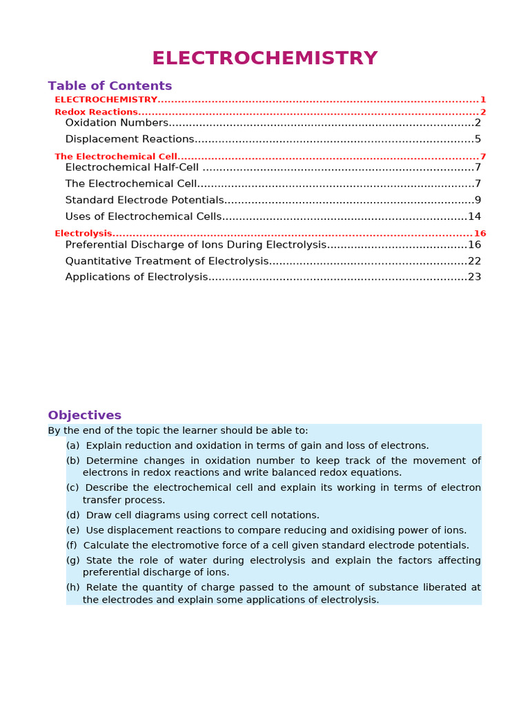 4.4 Electrochemistry | PDF | Electrochemistry | Redox