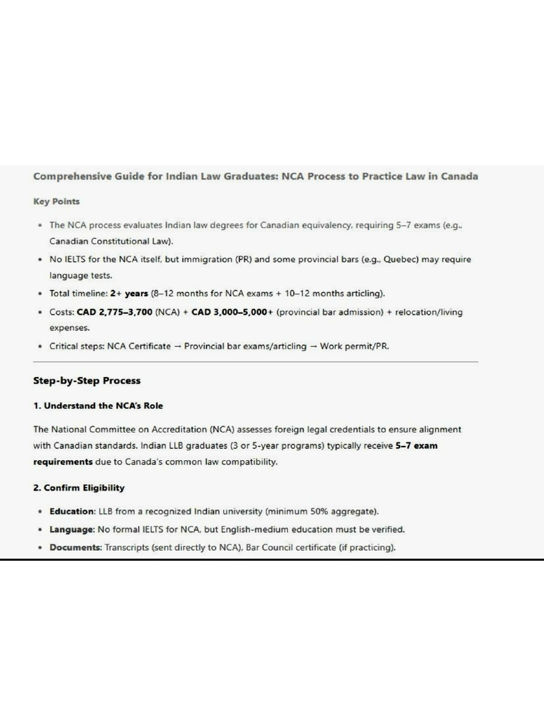 NCA Process to Practice Law in Canada | PDF
