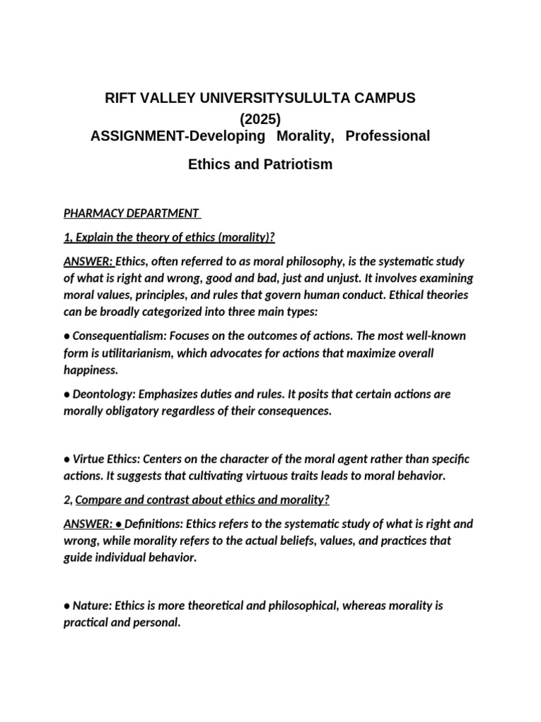 Pharmacy Assignment GROUP 2 | PDF | Morality | Liberal Arts Education