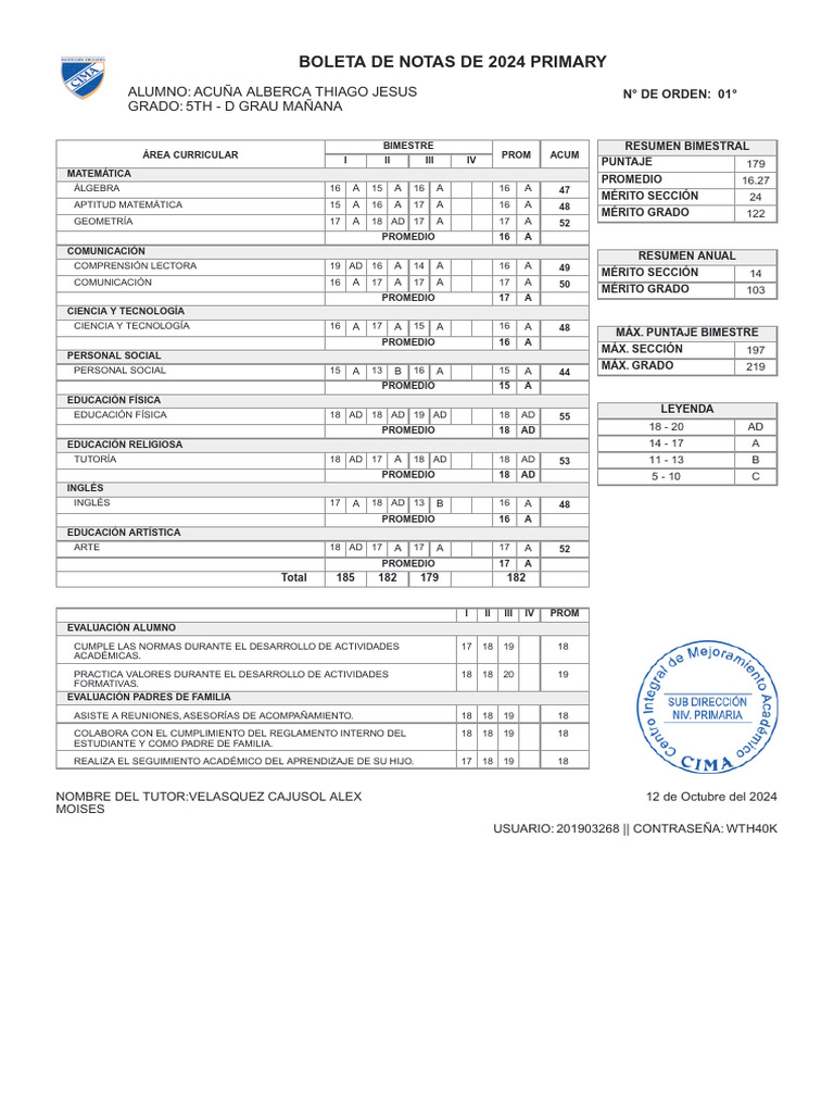 Boleta de Notas | PDF | Aprendizaje