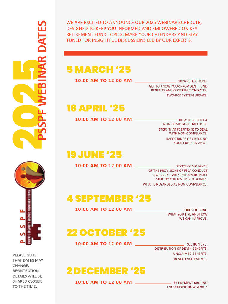 2025 PSSPF Webinar Schedule | PDF