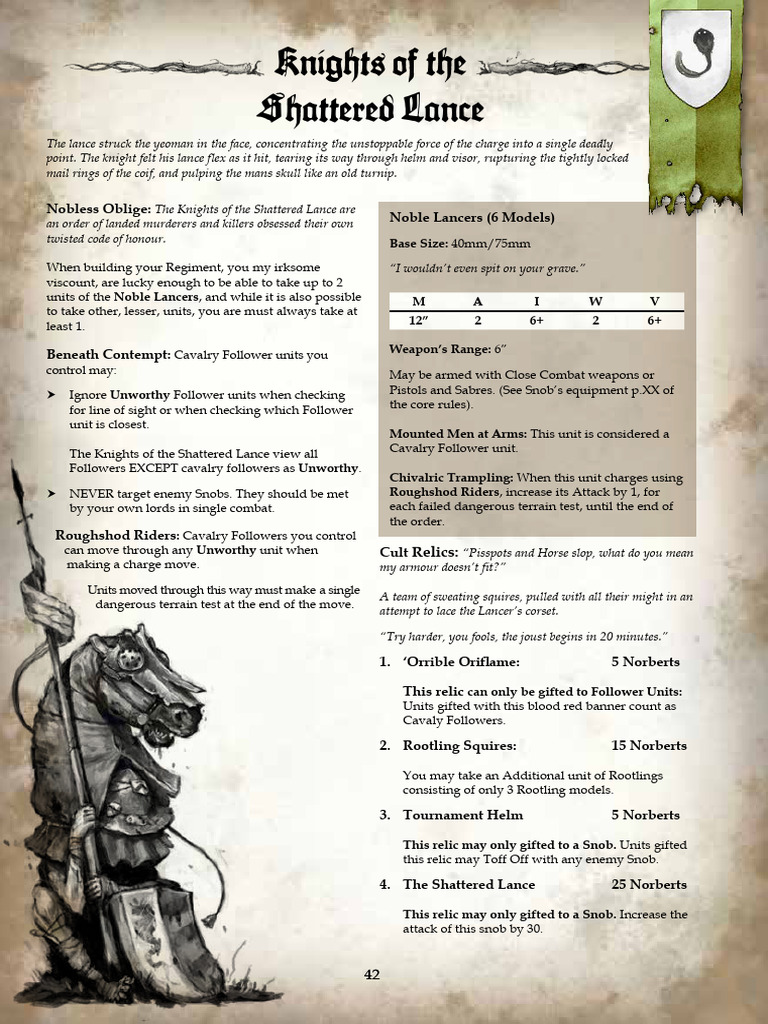 Knights of The Shattered Lance WIP v01-1 | PDF | Cavalry | Knight