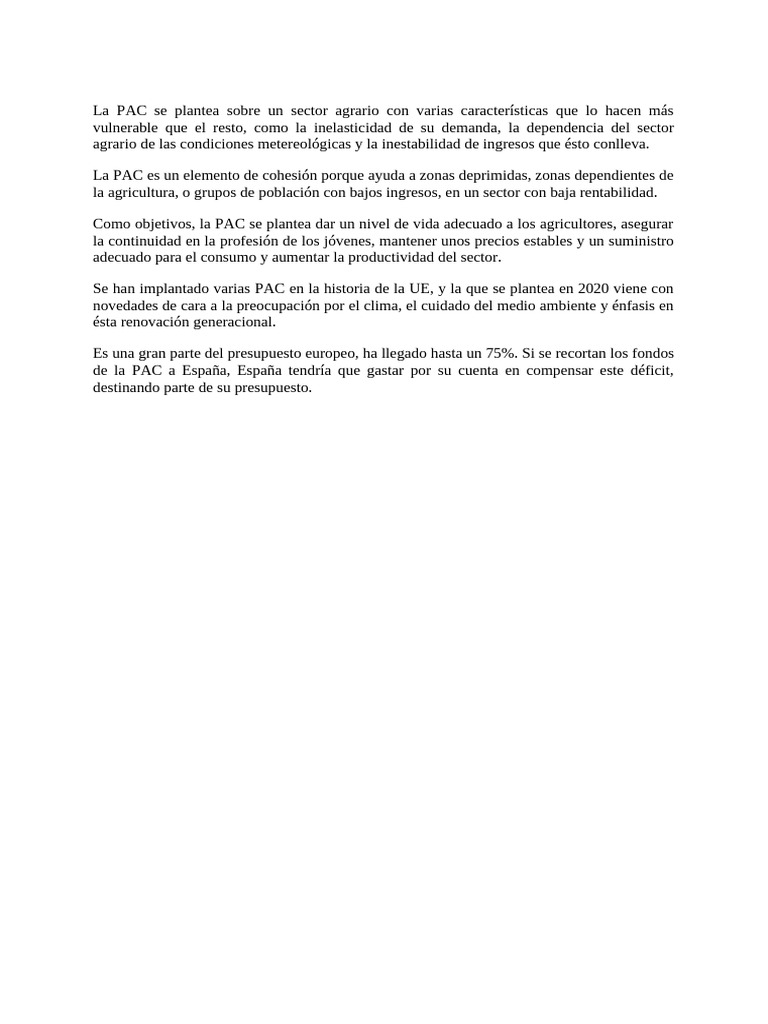 Impacto de la PAC en el sector agrario español | PDF