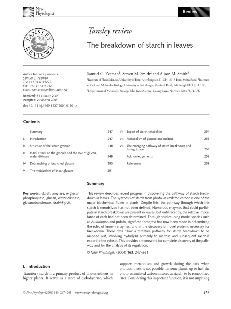New Phytologist - 2004 - Zeeman - The breakdown of starch in leaves ...