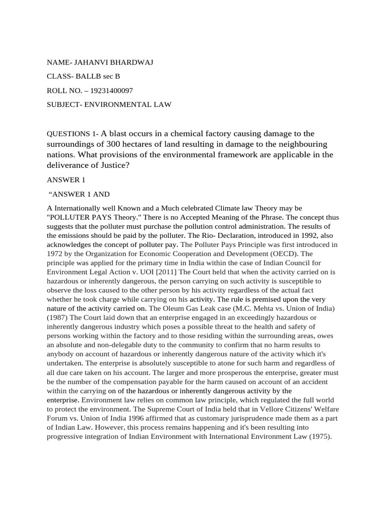 Environmental Law Assignment 2 | PDF | Environmental Law | Justice