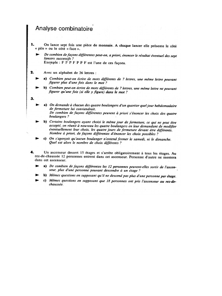 Exo Analyse Combinatoire - 113813 | PDF