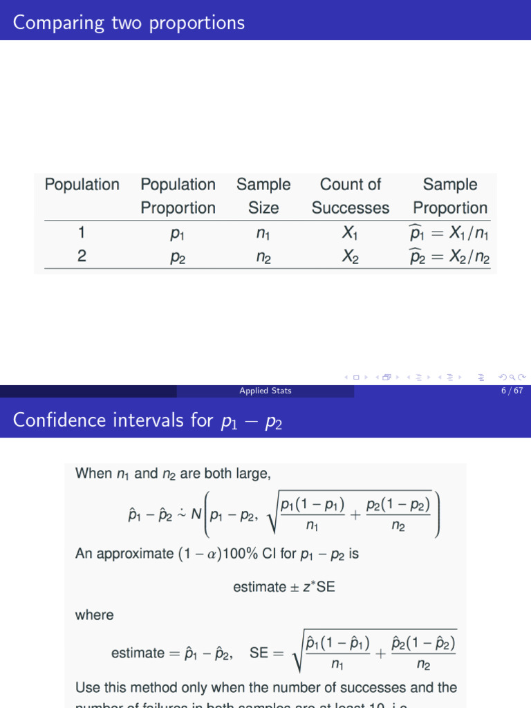 Applied Stats 6 / 67 | PDF