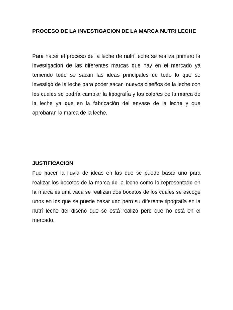 Proceso de La Investigacion de La Marca Nutri Leche | PDF