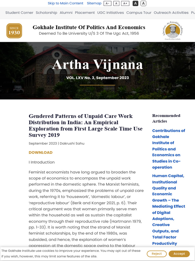 Gendered Unpaid Care Work in India | PDF | Labour Economics | Market ...