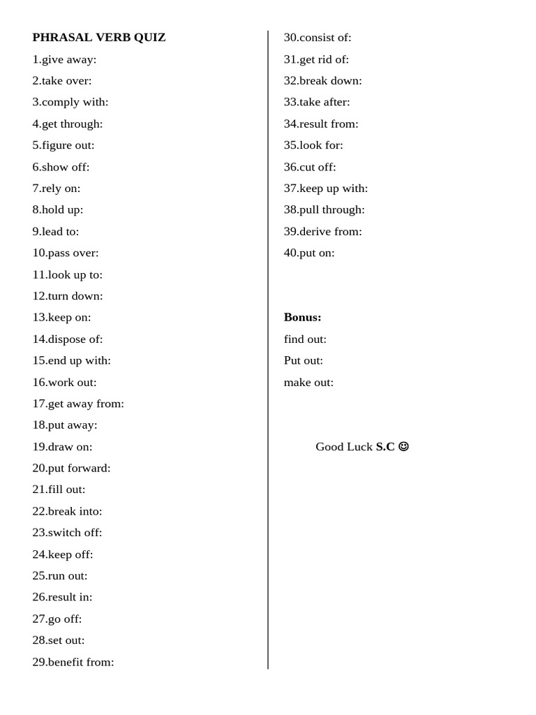 Phrasal Verbss Quizz | PDF