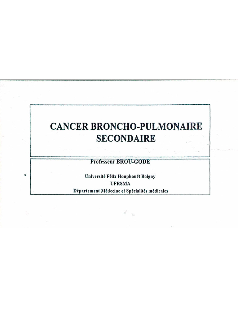 Cancer Broncho-Pulmonaire Secondaire | PDF