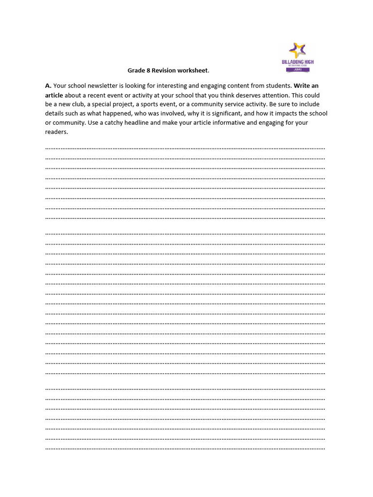 Grade8Revisionworksheet PDF | PDF