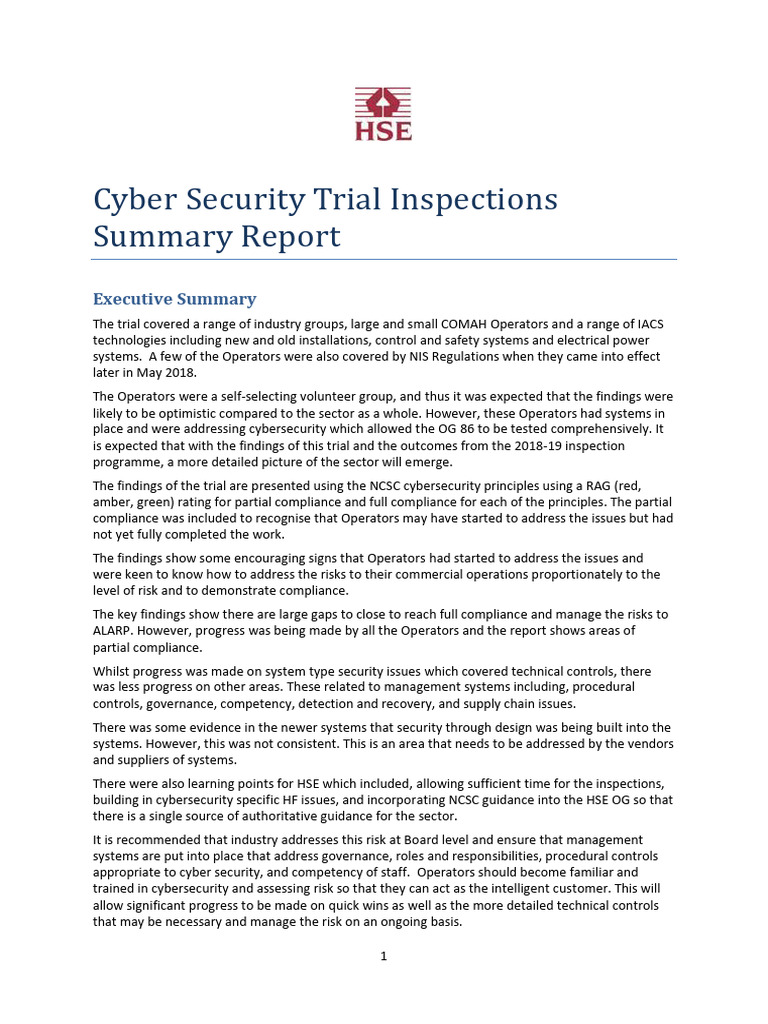 Cyber Security Trial Inspections Report | PDF | Computer Security ...