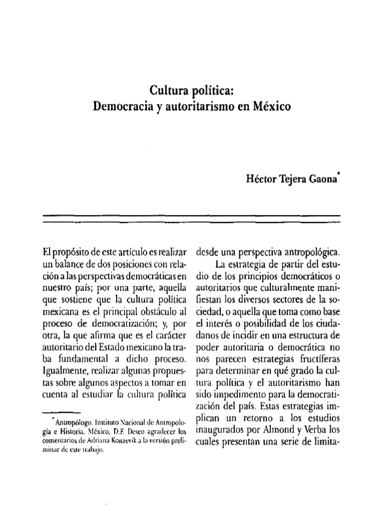 Autoritarismo y Democracia en Mexico | PDF