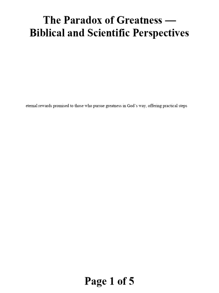 The Paradox of Greatness - Biblical and Scientific Perspectives | PDF | Humility | Jesus