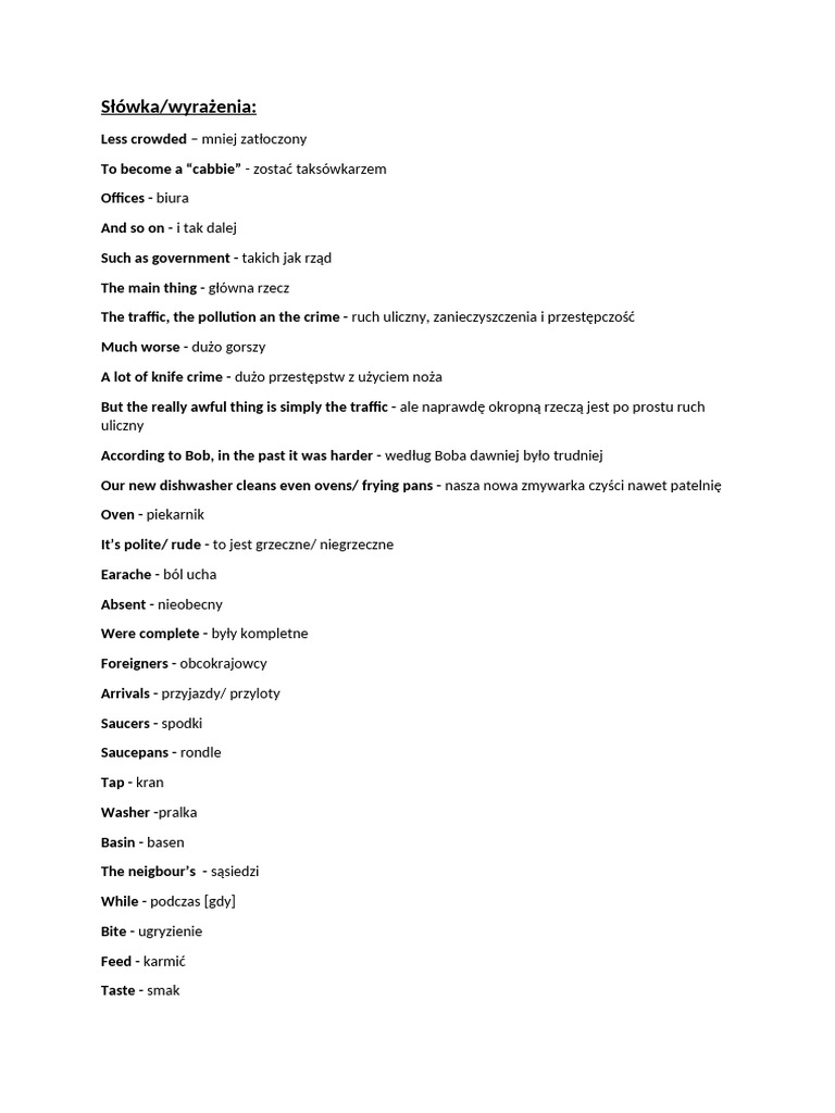 Słówka Ang 1 - Kopia | PDF