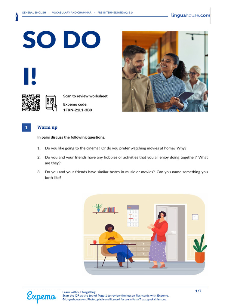 Pre-Intermediate English: So Do I! | PDF | Verb | Syntax