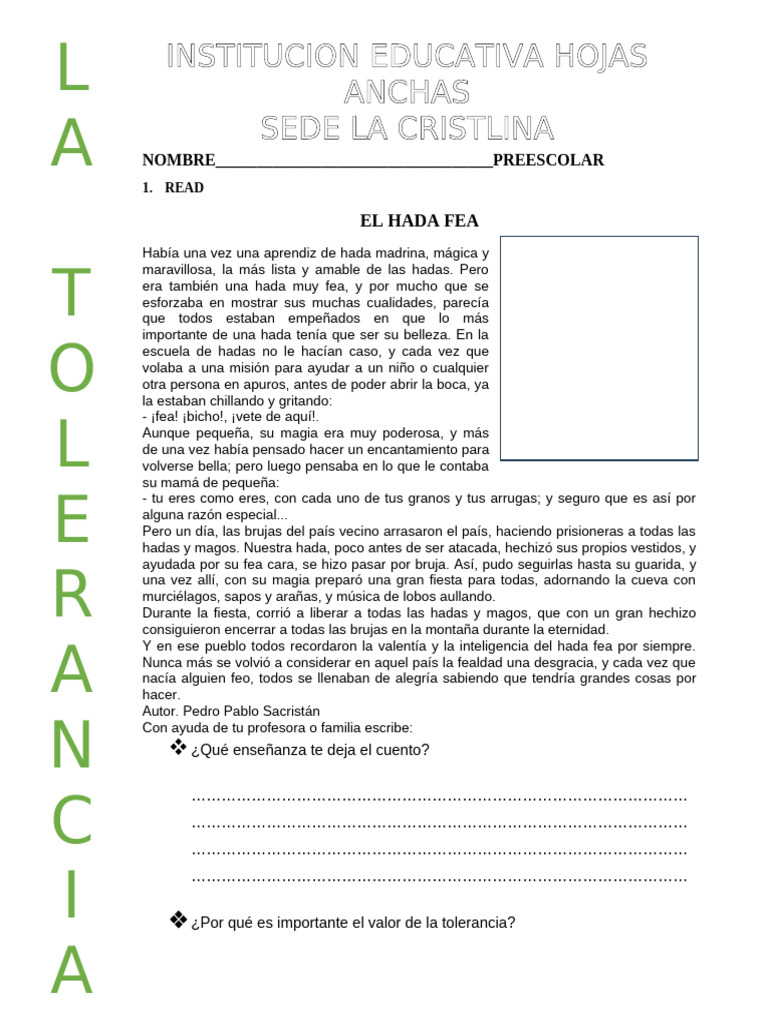 Guía Tolerancia Preescolar | PDF