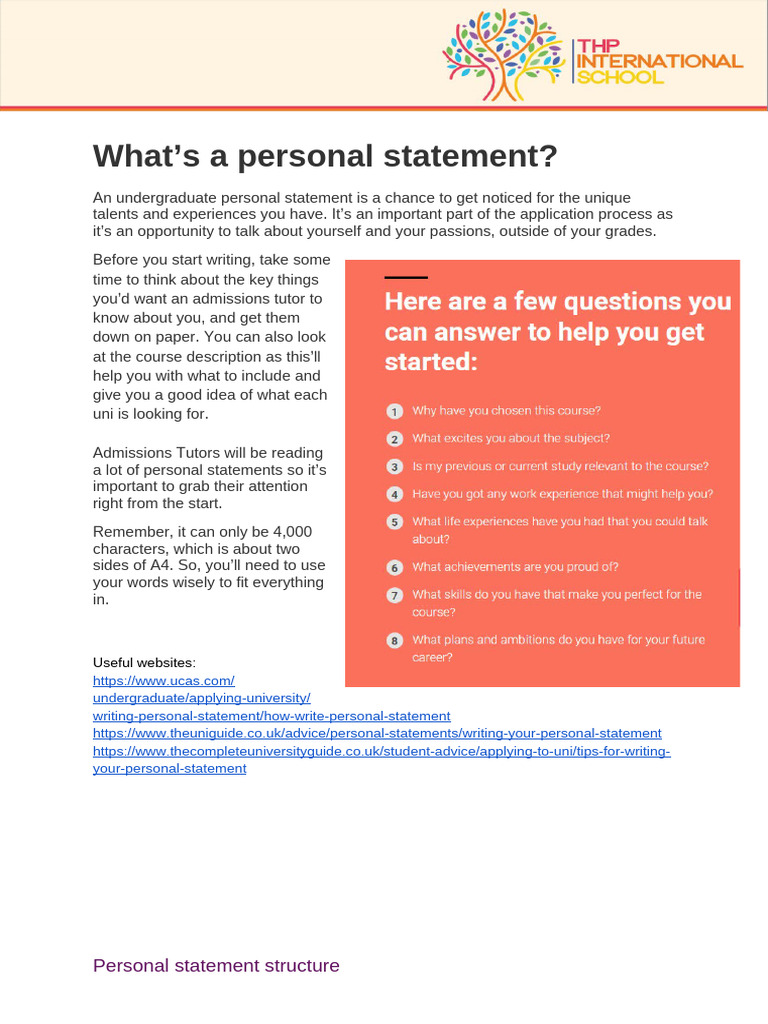 Writing an Effective Personal Statement | PDF | Psychological Concepts ...