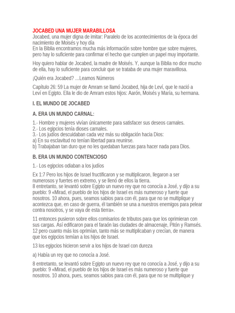 Jocabed Una Mujer Marabillosa | PDF | Moisés | Israel