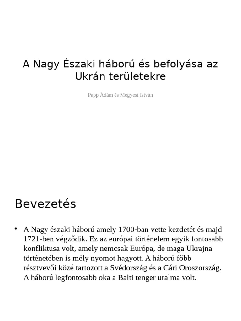 Az Északi Háború És Befolyása Az Ukrán Területekre | PDF