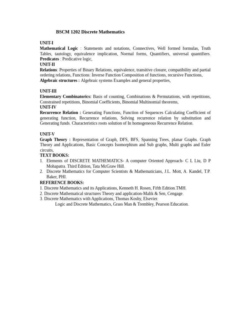 Discrete Mathematics Course Overview | PDF