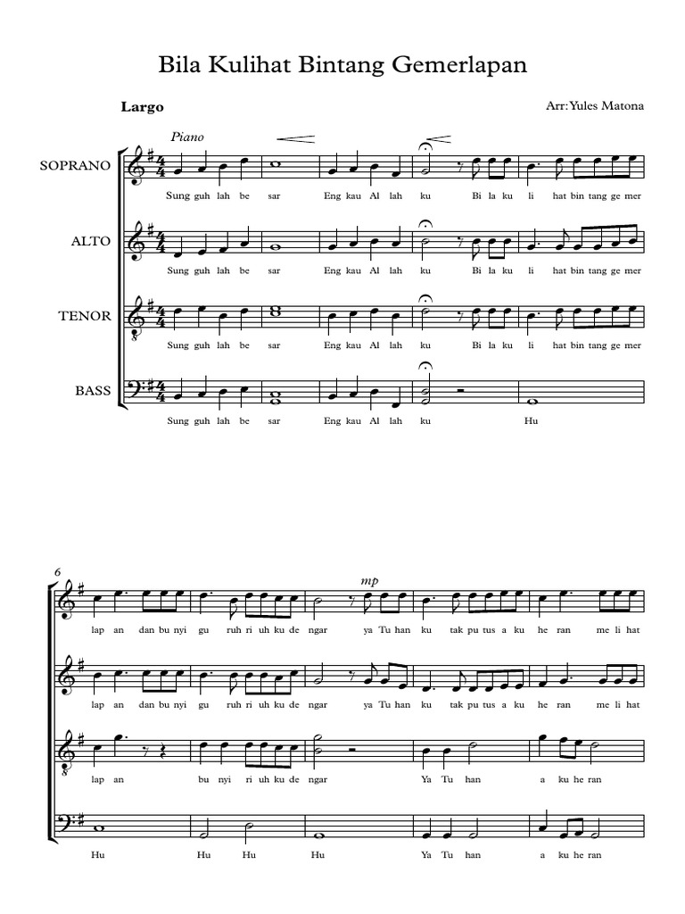 Bila Kulihat Bintang Gemerlapan (Yules Matona) | PDF