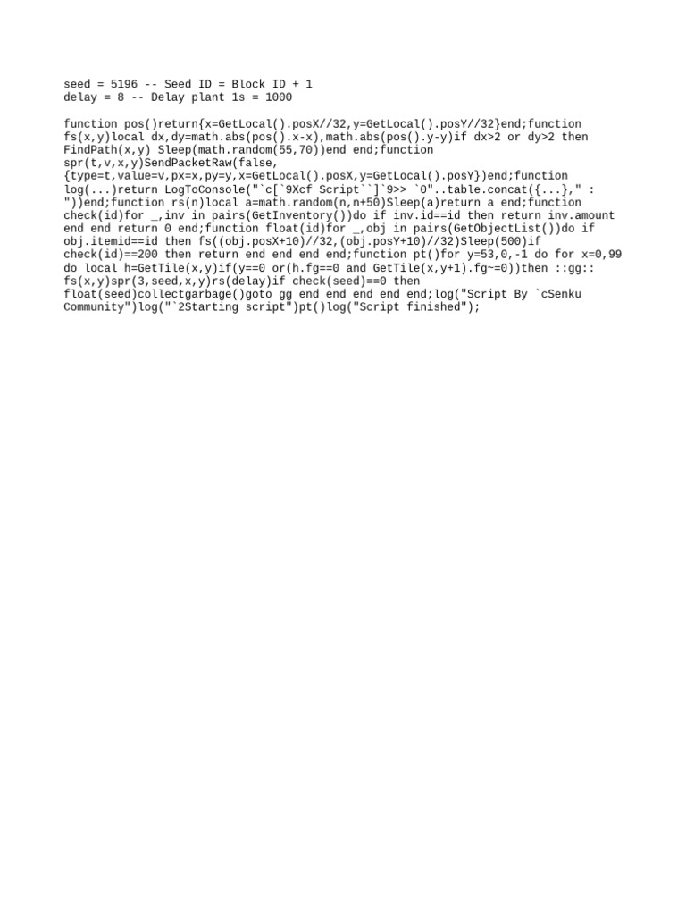 Senku Script Auto Plant in Air - Lua | PDF
