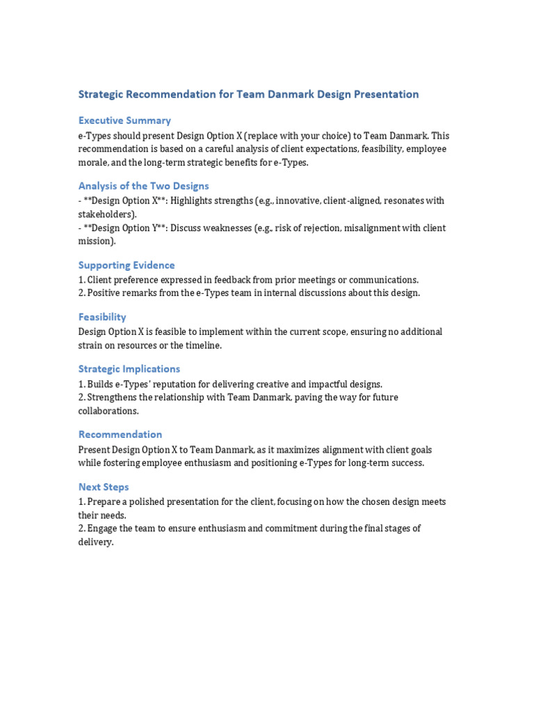 Strategic Recommendation E-Types | PDF