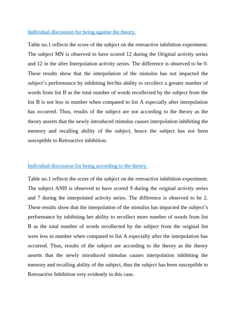 Retroactive Inhibition | PDF