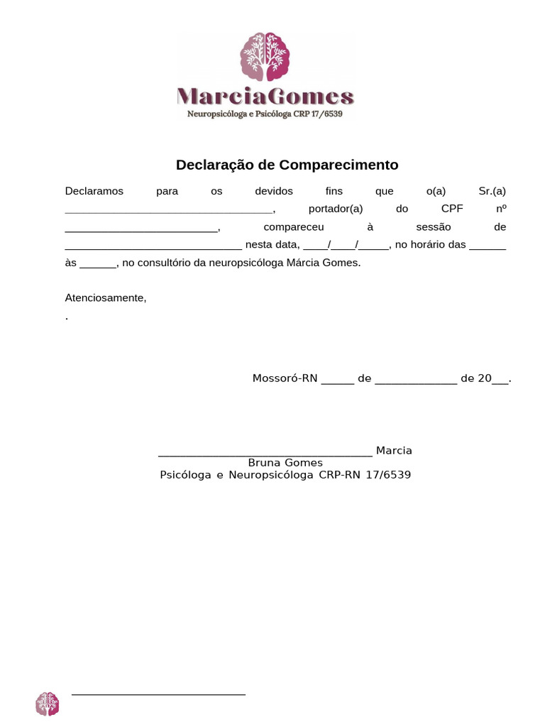 Declaração de Comparecimento Médico | PDF