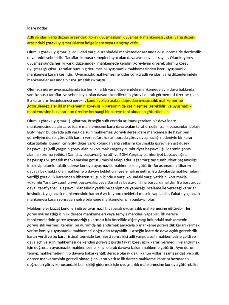 İdare Notlar | PDF