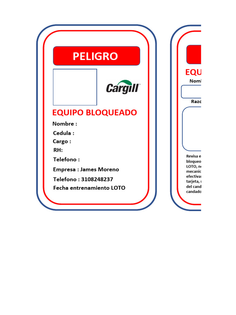 Tarjeta de bloqueo | PDF