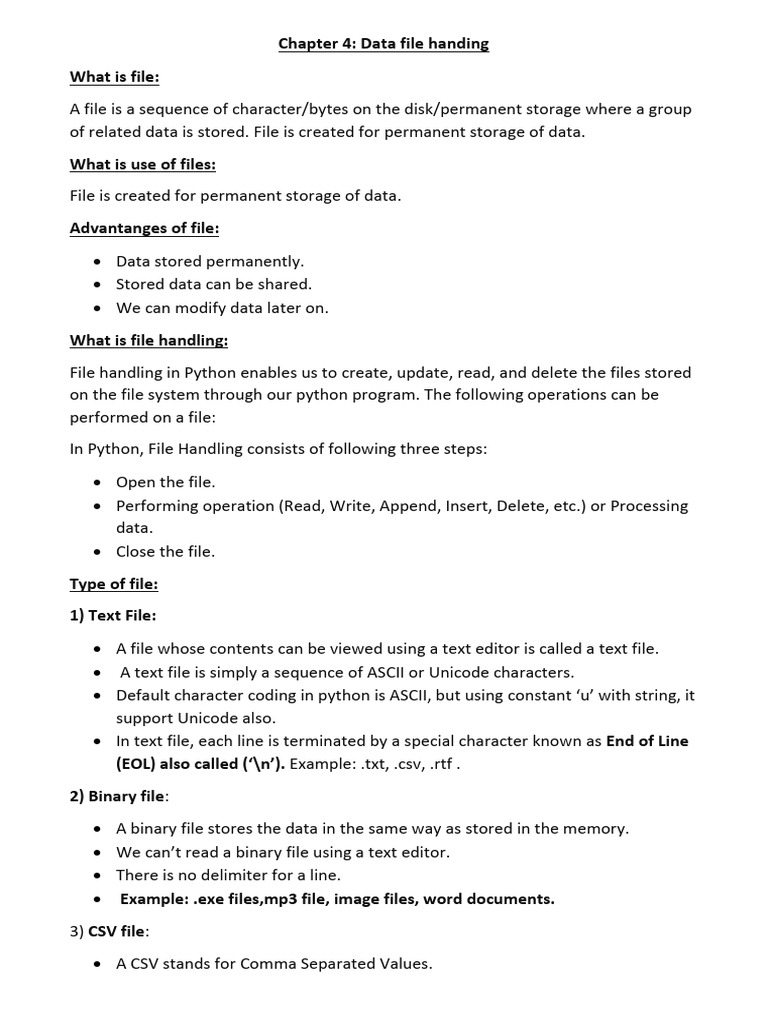 File Handing For Students | PDF | Comma Separated Values | Computer File