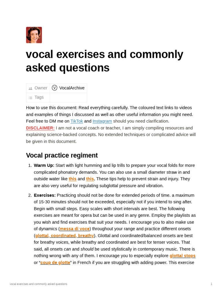 Vocal Exercises and Commonly Asked Questions | PDF | Singing | Human Voice