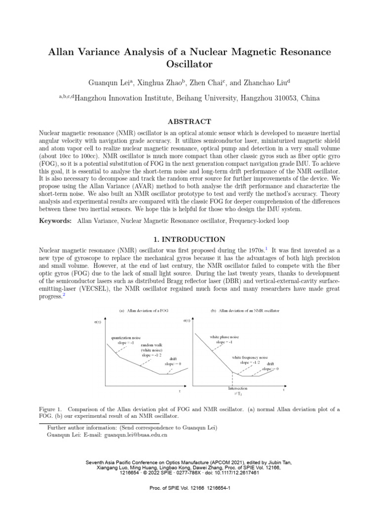 Allan Variance Analysis of A Nuclear Magnetic Resonance Oscillator | PDF | Nuclear Magnetic ...