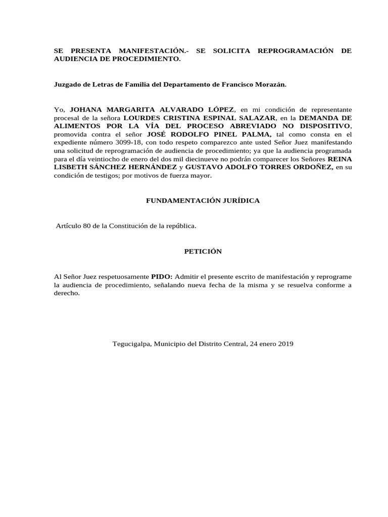 Solicita Reprogramación de Audiencia | PDF