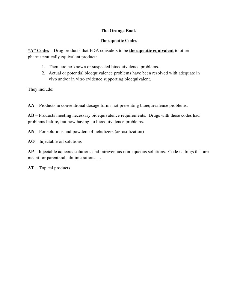 The Orange Book Codes Summary. | PDF