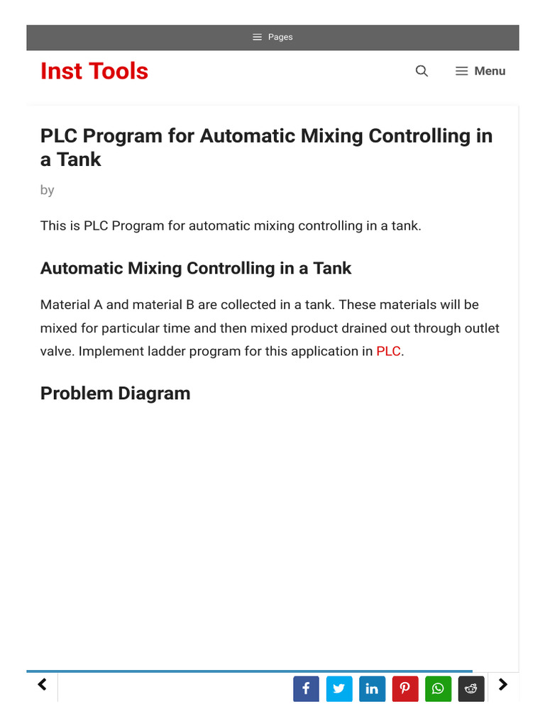 PLC Program for Automatic Mixing Controlling in a Tank_1646149113417 | PDF | Programmable Logic ...