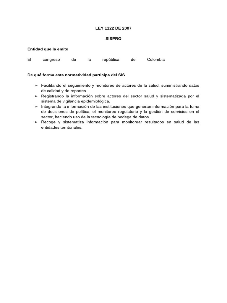 Ley 1122 de 2007 | PDF