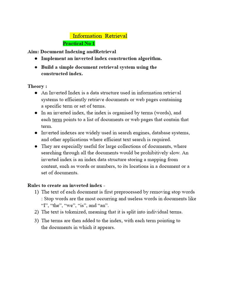 IR Practical Theory | PDF | Search Engine Indexing | Applied Mathematics