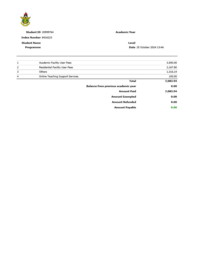 Student Bill 20999764 2024 | PDF | Taxes | Government Finances